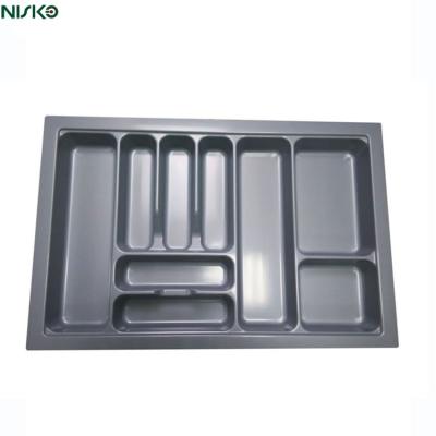 China Universal Plastic Kitchen Cutlery Tray Organizer 730-640mm BPA-Free for Soft-Close Drawers for sale