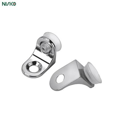 China Glass Shelf Support Brackets with Acrylic Cap - Zinc Alloy L-Shaped Hardware in Chrome/Nickel/Gold Finishes for sale