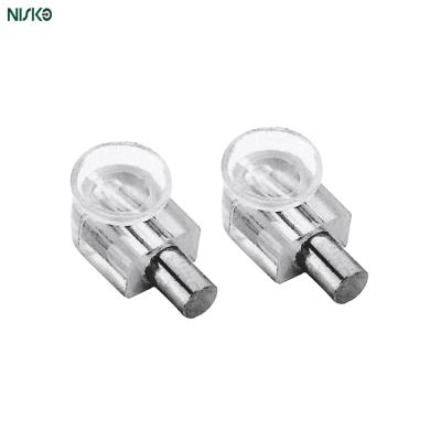 China Stainless Steel Glass Shelf Support Pins with Transparent Acrylic Caps - Nickel Finish, Heavy-Duty 10mm Diameter for sale