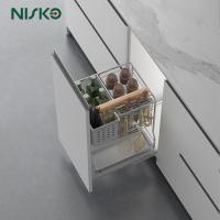 China Multifunctional Sliding Basket Seasoning Bottle Storage Rack - Stainless Steel or Plastic, Single/Double Tier Options for Kitchen Cabinets for sale