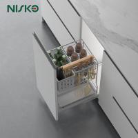 China Multifunctional Sliding Basket Seasoning Bottle Storage Rack - Stainless Steel or Plastic, Single/Double Tier Options for Kitchen Cabinets for sale