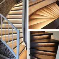 China LED Stair Tread Lights with Motion Sensor - 5-8m Detection Range, 12V DC, IP65 Rated Indoor Staircase Lighting for sale