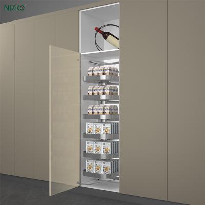China Revolving Pull-Out Pantry Magic Corner Drawer with 360° Rotation - 564mm Width, 2-6 Tier Aluminum Shelves for sale