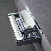 China Multifunctional Pull-Out Kitchen Cabinet Basket Adjustable Shelves Dish Bowl Rack for sale