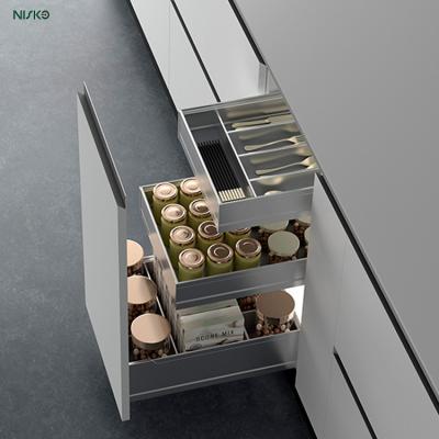 China 3-Tier Kitchen Cabinet Pull Out Spice Rack Drawer with Adjustable Dividers - 300mm to 450mm Width Options for sale