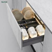 China Modular Bowl And Dish Pull out Basket Drawer Kitchen Storage Solution With Led Light for sale