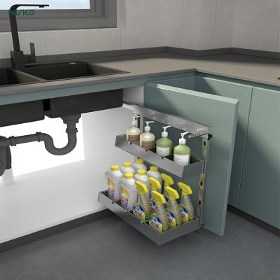 China Kitchen Undersink Basket Pull Out Under Sink Organizer Banthroom Sanitary Storage for sale