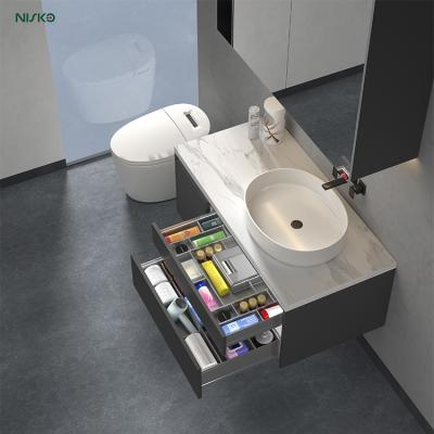 China Pull Out Basket Under Sink Multi-Functional Bathroom Drawer Modular Sink Cosmetic Storage for sale