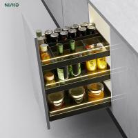 China 3-Tier Pull Out Spice Rack with LED Light for Kitchen Cabinet Storage 450mm for sale