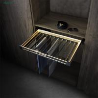 China Light Pull Out Pants Organizer with Glass Shelves - 495-795mm Width, LED Lighting for Wardrobe Storage for sale