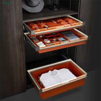 China Pull Out Dressing Wardrobe Basket with LED Light - 495-795mm Width, Leather Textured Interior for Clothes Storage for sale