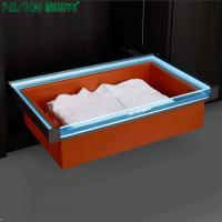 China Pull Out Dressing Wardrobe Basket with LED Light - 495-795mm Width, Leather Textured Interior for Clothes Storage for sale