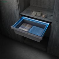 China Pull Out Wardrobe Storage Box with LED Light - 600mm to 900mm Cabinet Sizes, 6063 Aluminum Frame for sale