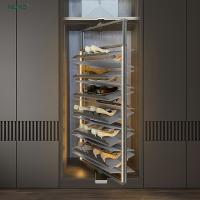 China Wardrobe Rotating Vertical Cabinet Shoes Rack with LED Light - 800mm Width, 4-12 Layer Options for sale