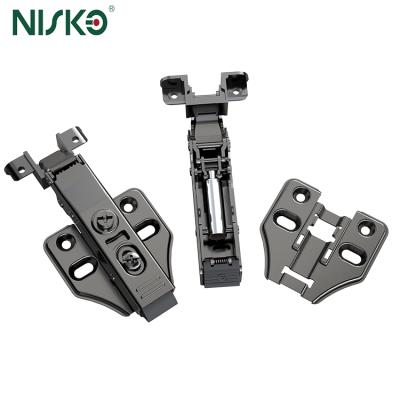 China 2D Soft Close Black Nickel Cabinet Hinge Clip On Hydraulic Aluminum Frame Door Hinges 18-25mm for sale