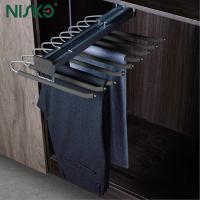 China Soft Close Pull Out Pants Rack with LED Light - 495-795mm Width Options, Aluminum Frame for sale