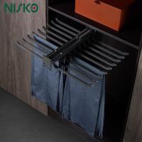China Pull Out Double Row Trousers Rack with LED Light - 495-795mm Width, 6063 Aluminum Frame, Soft-Close Mechanism for sale