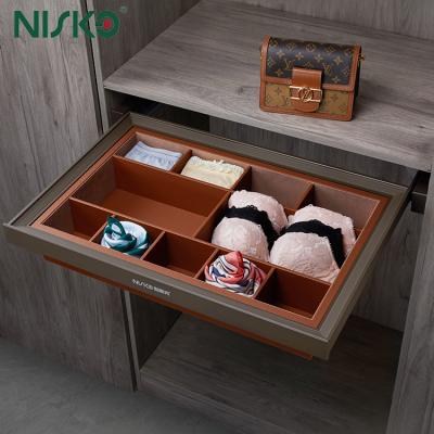 China Hidden Pull-Out Underwear Storage Basket with Leather Lining - 495x472x121mm to 795x472x121mm Sizes for sale