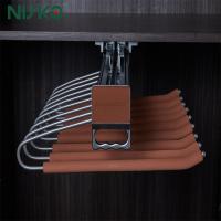 China Top Mount Pull Out Pants Rack with Soft-Closing Mechanism - 400mm Cabinet Size, 9-Pair Capacity, Leather Bar for sale