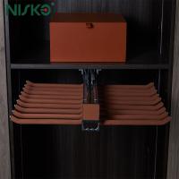 China Aluminum Leather Double Rows Pants Rack with Soft Closing 700mm Cabinet Size - H302 Model 635x472x110mm for sale