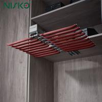 China Aluminum Leather Double Rows Pants Rack with Soft Closing 700mm Cabinet Size - H302 Model 635x472x110mm for sale