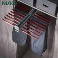 China Aluminum Leather Double Rows Pants Rack with Soft Closing 700mm Cabinet Size - H302 Model 635x472x110mm for sale