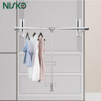 China Pull Down Clothes Hanger Lift Rail Soft Closing Clothes Hanging Rack 850mm for Wardrobe Closet for sale