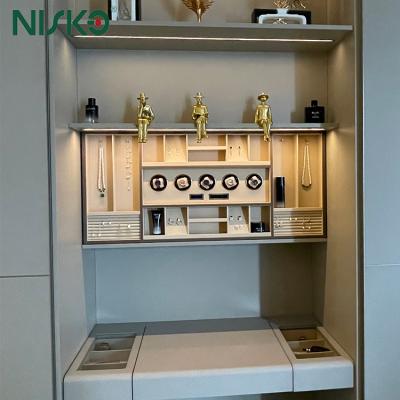 China Electric Lift Up Wardrobe Jewelry Display Box with LED Light 1140x540x110mm for sale