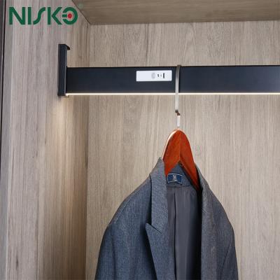 China Smart LED Wardrobe Hanging Rod with 10.5W/m Lighting, USB Ports & Body Sensor - 560mm to 1060mm Lengths for sale