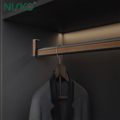 China LED Wardrobe Hanging Rod Holder with 10W/m Lighting - 600mm to 1200mm Adjustable Length for Closet Organization for sale