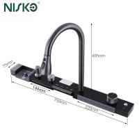 China 16 Gauge 304 Stainless Steel Smart Kitchen Sink Double Bowl with LED Faucet - 750×460×220mm for sale