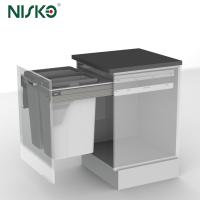 China Sliding Pull Out Kitchen Waste Bin with Soft Close Mechanism - 30L to 40L Capacity for Cabinet Installation for sale