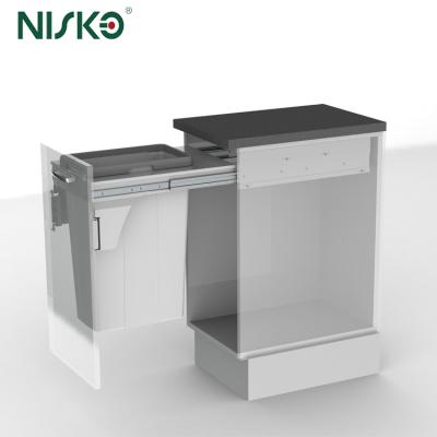 China Sliding Pull Out Kitchen Waste Bin with Soft Close Mechanism - 30L to 40L Capacity for Cabinet Installation for sale