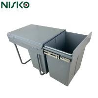 China Pull Out Kitchen Dustbin Sliding Double Bin Trash Can 400mm 300mm with 20L Capacity and Dual Compartments for sale