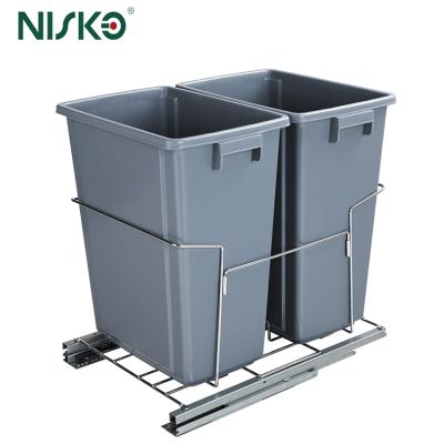 China Kitchen Cabinet Pull-Out Trash Can with Dual 30L-40L Bins for 60-80cm Base Cabinets for sale