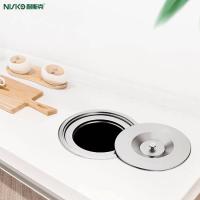 China Built-in Kitchen Counter Waste Bin 1.5L-3.5L Capacity SUS304 Stainless Steel Hidden Trash Can for sale