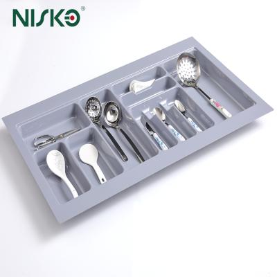 China NISKO Kitchen Cutlery Tray Storage Flatware Utensil Insert Drawer 12 Adjustable Sections 40-60cm for sale