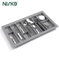 China NISKO Kitchen Cutlery Tray Organizer 12 Section Drawer Insert for Knives Forks Spoons BPA Free Plastic for sale