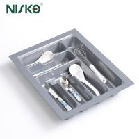 China NISKO Kitchen Cutlery Tray Organizer 8 Adjustable Sections for Soft Close Drawers 40-60 cm BPA-Free Plastic for sale