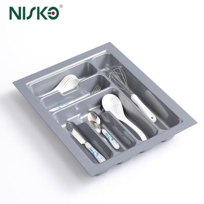 China NISKO Kitchen Cutlery Tray Organizer 8 Adjustable Sections for Soft Close Drawers 40-60 cm BPA-Free Plastic for sale