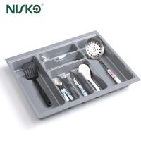 China BPA-Free Kitchen Flatware Tray Storage Organizer Cutlery Drawer Insert 10 Compartments 40-60cm for sale