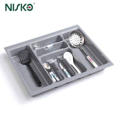 China BPA-Free Kitchen Flatware Tray Storage Organizer Cutlery Drawer Insert 10 Compartments 40-60cm for sale