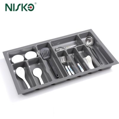 China Modular Flatware Organiser 8-10 Compartments Cutlery Tray Drawer Kitchen Accessories Holder BPA-Free Plastic for sale