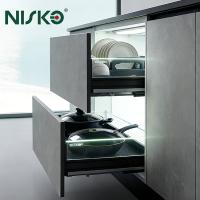 China 2 Tier Pull Out Basket Drawer with LED Light for Kitchen Cabinet Storage 30-45cm for sale