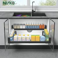 China Kitchen Undersink Basket Soft Close Sliding Drawer Organizer Pull-Out Cleaning Storage for sale