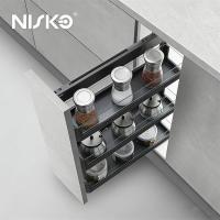 China NISKO 3-Tier Sliding Seasoning Bottle Storage Rack Kitchen Cabinet Basket 600mm for sale