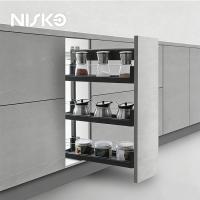 China NISKO 3-Tier Sliding Seasoning Bottle Storage Rack Kitchen Cabinet Basket 600mm for sale