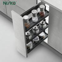 China NISKO 3-Tier Sliding Seasoning Bottle Storage Rack Kitchen Cabinet Basket 600mm for sale