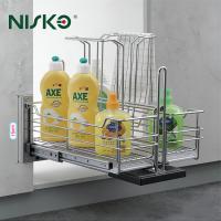 China NISKO 2-Tier Pull Out Under Sink Storage Organizer Stainless Steel Sliding Shelf 400mm for sale