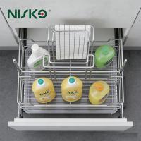 China NISKO 2-Tier Pull Out Under Sink Storage Organizer Stainless Steel Sliding Shelf 400mm for sale
